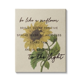 Stupell Be Like A Sunflower Motivational Phrase Vintage Floral Canvas ...