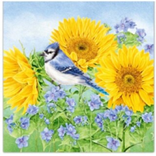 20 Pack Luncheon 3 Ply Napkin Sunflower & Blue Jay - Set of 6 - Bed ...