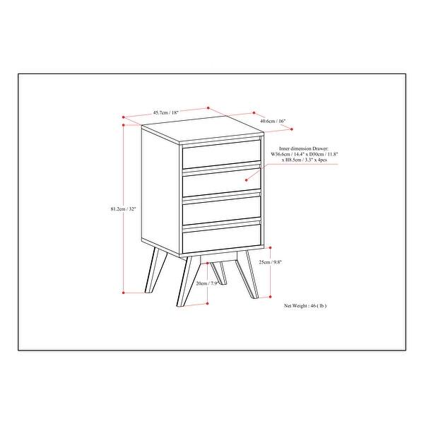 WYNDENHALL Tierney 32 inch H x 18 inch W Four Drawer Floor Storage ...