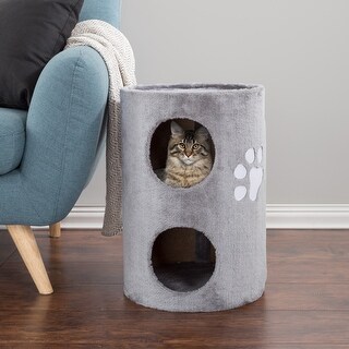 Petmaker Grey 2-Story Double-Hole Cat Barrel Condo With Sisal Scratch ...