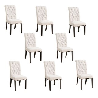 Chelsea Beige and Smokey Black Tufted Back Dining Chairs (Set of 8 ...