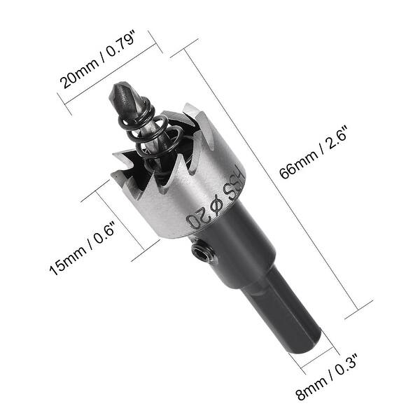 20mm HSS Drill Bit Hole Saw Cutter for Metal Alloy Wood - Black, Silver ...