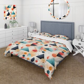 Designart "Midcentury Modern Geometrics" Green Modern Bed Cover Set ...