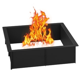 Square Fire Pit Ring Insert for Outside Wood Burning, Solid Steel Fire ...