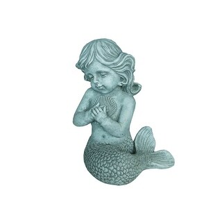 12.75" Gray Kneeling Mermaid Holding Shell Garden Statue - Bed Bath ...