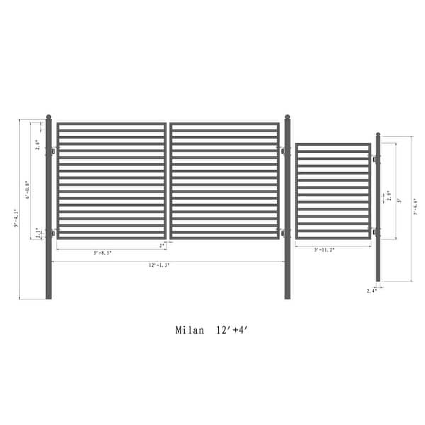 ALEKO Dual Swing Steel Driveway Gate 12 ft Milan Style with Pedestrian ...