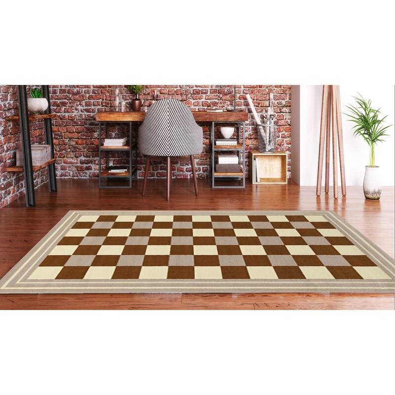 Capri Buffalo Check Beige Area Rug - 6'5" X 9'3" - Overstock - 27333957