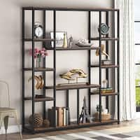 Tribesigns Industrial Bookshelf Bookcase, 12-Open Rustic Book Shelf ...