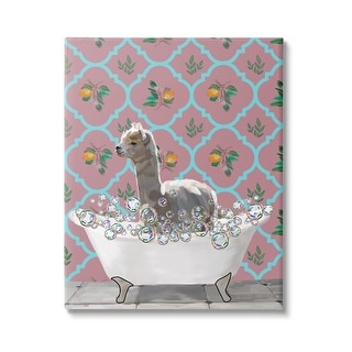 Stupell Bathing Llama in Bathroom Canvas Wall Art Design by Amelia ...