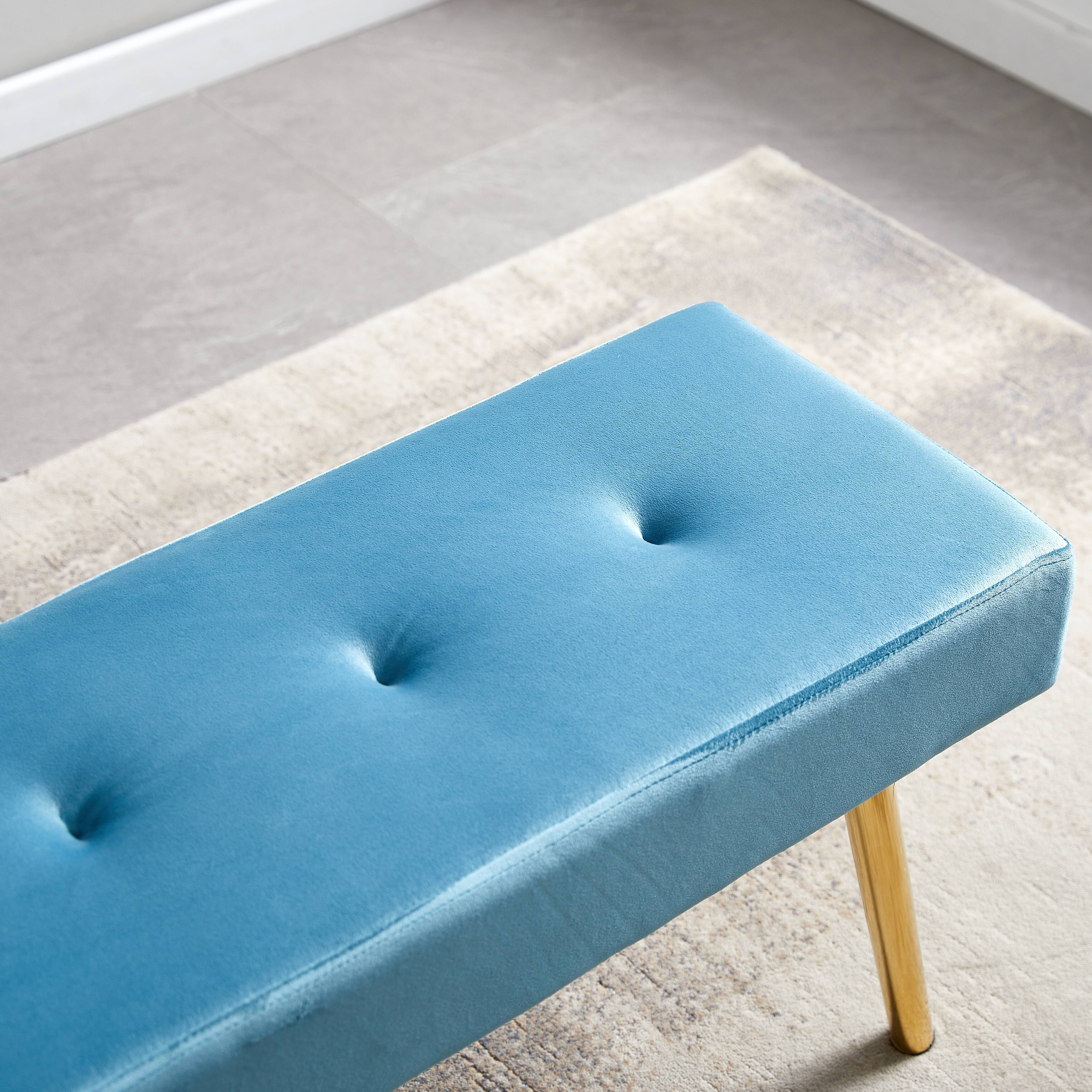 Teddy Fabric Long Bench With Gold Legs Bed Bath Beyond 36926015