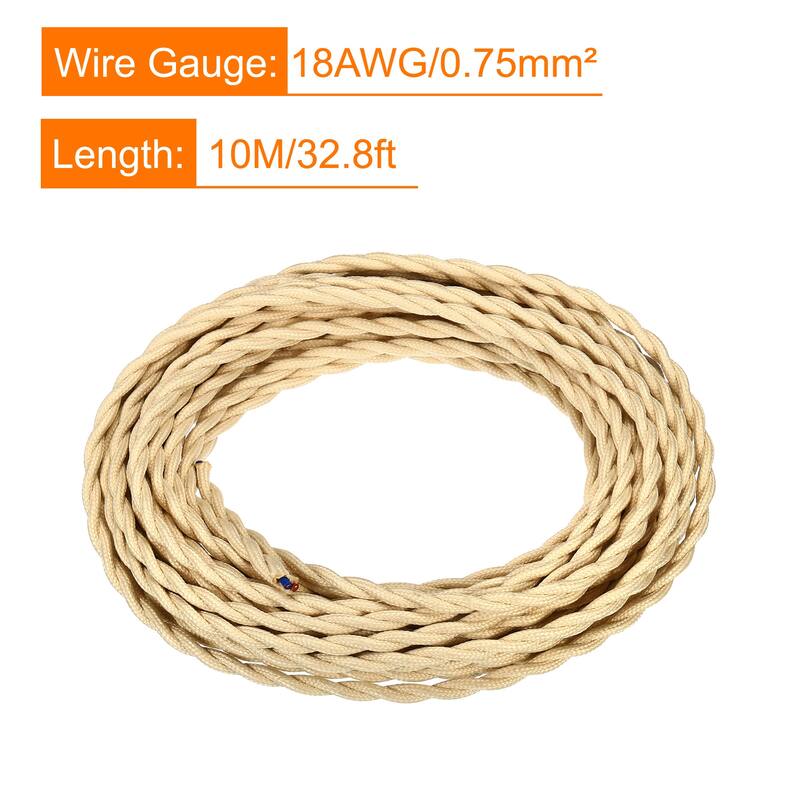 Twisted Cloth Covered Wire 2 Core 18AWG 10m/32.8ft,Electrical Cable ...