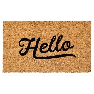 RugSmith Black Machine Tufted Simply Hello Doormat, 18"x30" - Bed Bath ...