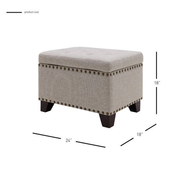 Jonas Fabric Rectangular Nailhead Tufted Storage Ottoman - Bed Bath ...