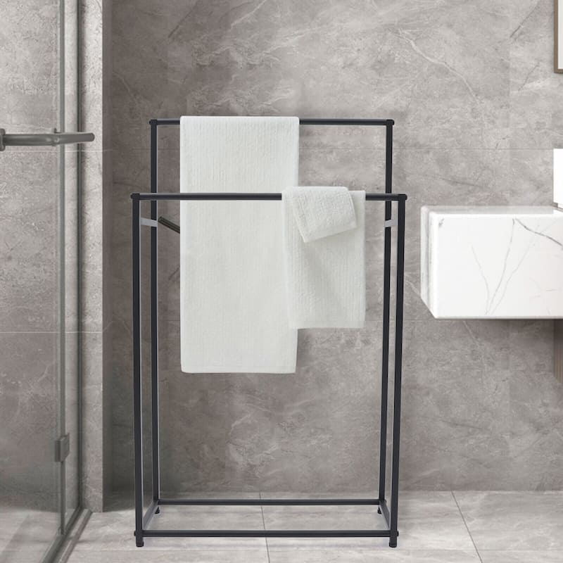Free standing Towel Rack 2-Tier Metal Iron Towel Stand - 2-Layers ...