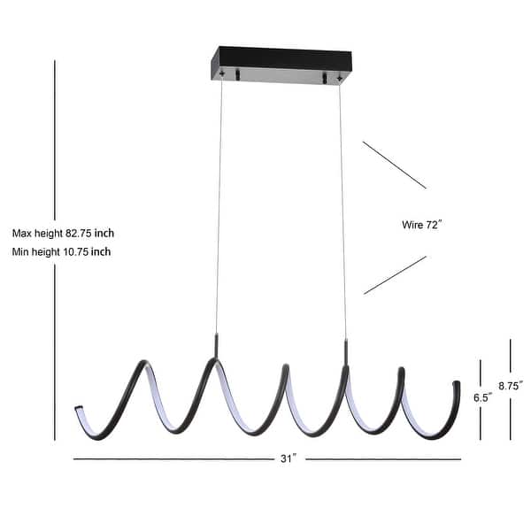 Scribble 31" Dimmable Adjustable Integrated LED Metal Linear Pendant ...