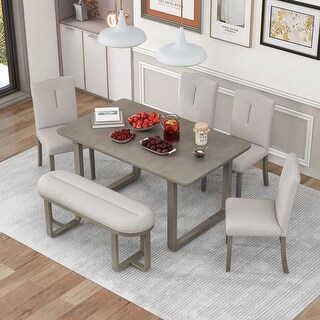 6-piece kitchen table, rectangular dining table, 4 upholstered chairs ...
