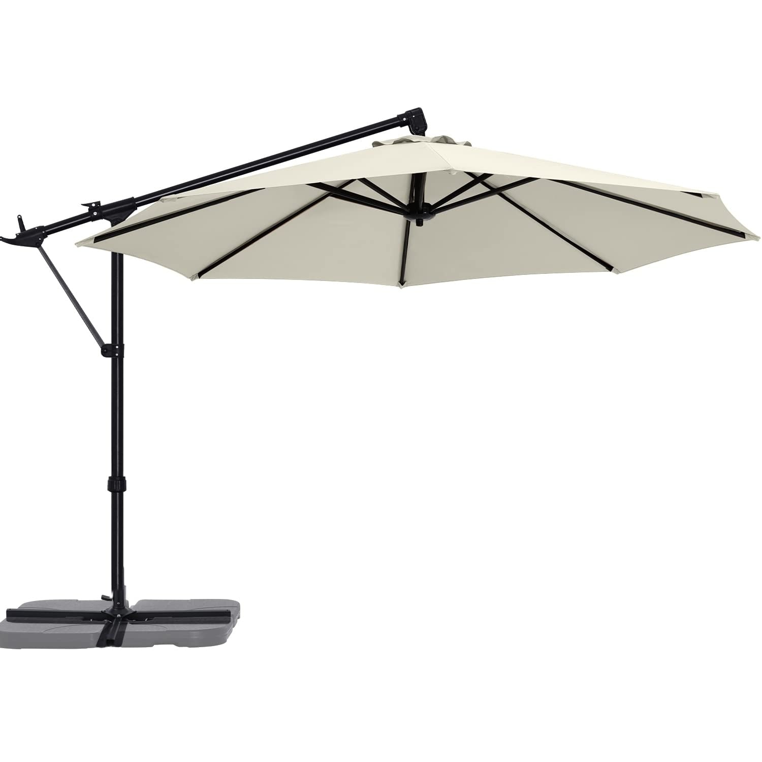 10 ft Cantilever Offset Outdoor Patio Umbrella with Cross Base Stand ...