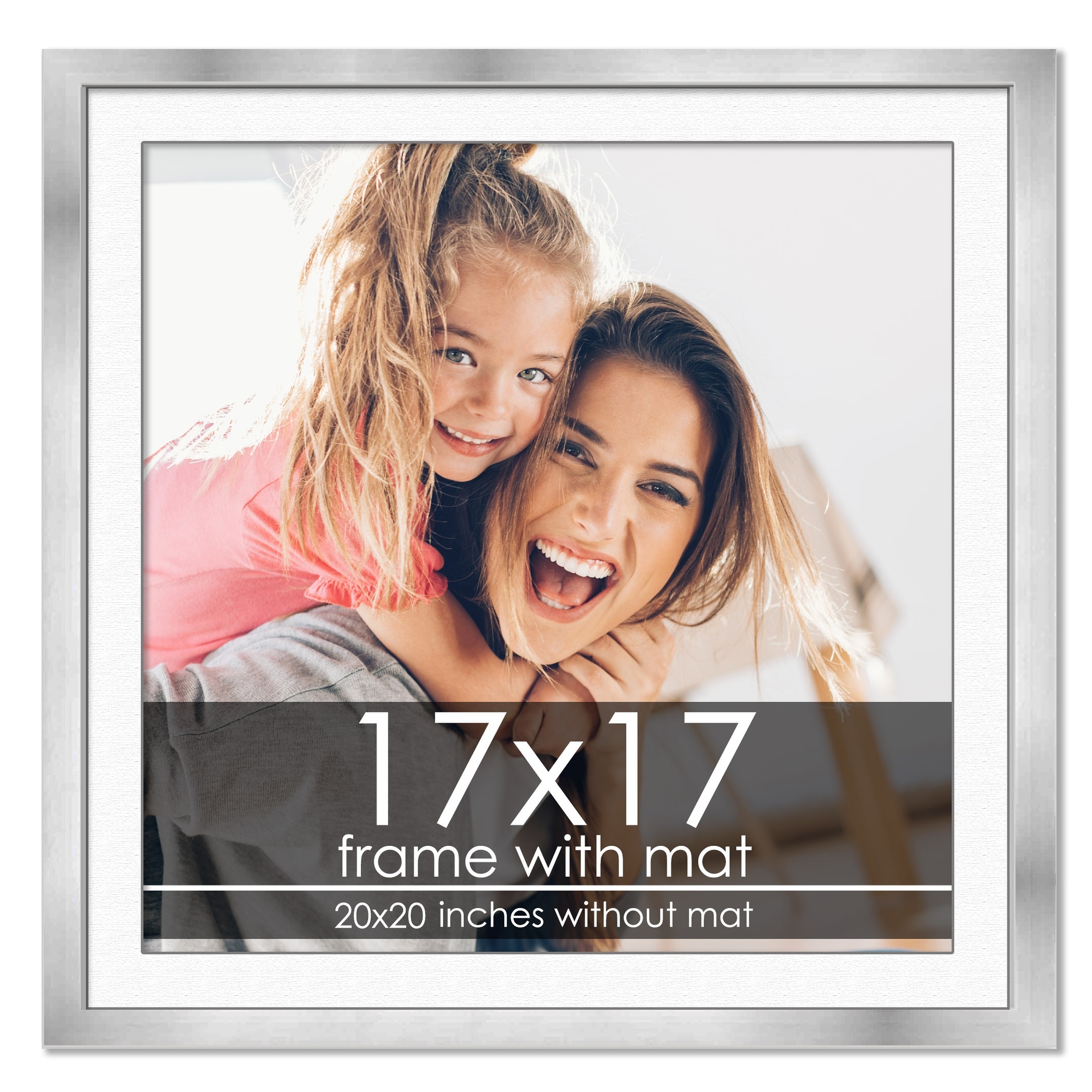 17x17 Frame with Mat - White 20x20 Frame Wood Made to Display Print or Poster Measuring 17 x 17 ...
