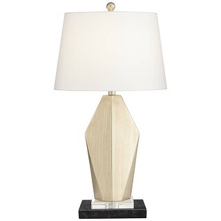 Champagne Gold Table Lamp with Black Marble Riser - 30" x 16" - Bed ...