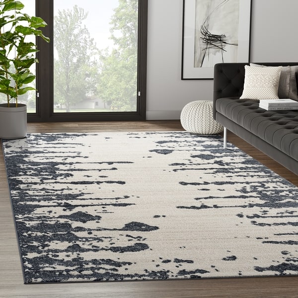 Abani Rugs Nuevo NUE130A Cream and Black Ink Splatter Area Rug - Bed ...