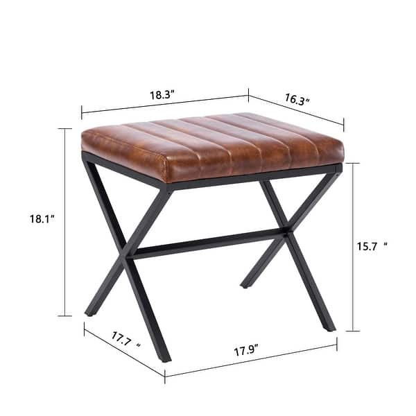 Tufted Faux Leather Vanity Bench with Metal X Legs - Bed Bath & Beyond ...