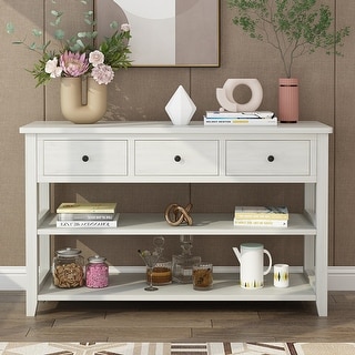 Wooden Console Table with with 3 Drawers and 2 Open Shelves - Bed Bath ...