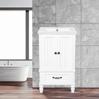 20" Bathroom Vanity with Rounded Ceramic Sink, Magnetic Door Stoppers ...