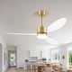52 Inch Modern Gold Ceiling Fan with Light, 3000K/4500K/6000K LED ...