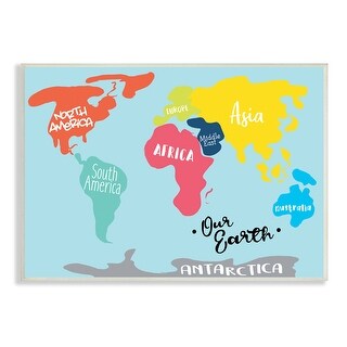 Stupell Abstract Our Earth World Map Bold Shape Regions Wood Wall Art ...