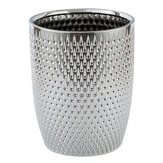 Modern Round Silver Small Trash Can Wastebasket, Garbage Container Bin ...