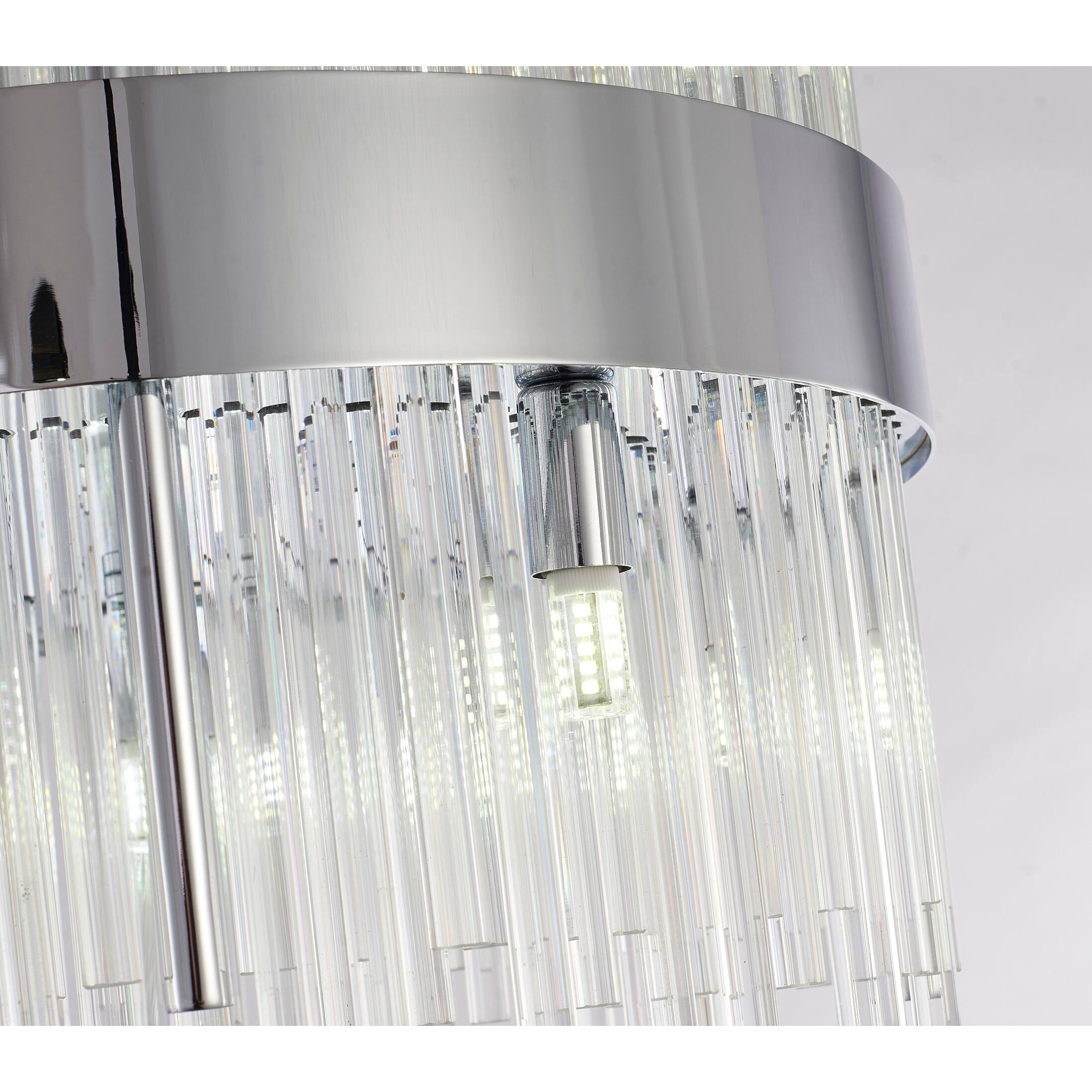 10-Light D15.7" Chrome Stainless Steel With Clear Glass Rods - Bed Bath ...