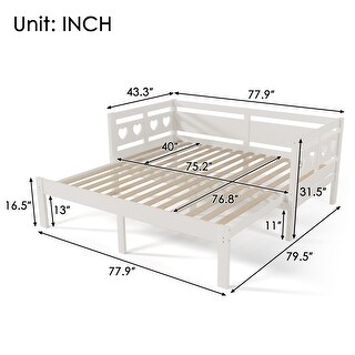 Twin Size Extending Daybed with Trundle, Wooden Daybed with Support ...