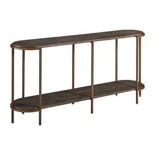 Lenox Hill 70-inch Retro Oval Console Table, Alder & Brushed Metal ...