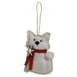 Gray Christmas Cat Fabric Ornament - 3.25"W X 4.50"L X 1.25"H - Bed ...