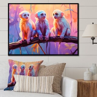 Designart "Joyous Jungle Monkeys" Monkey Purple Wall Decor - Modern ...