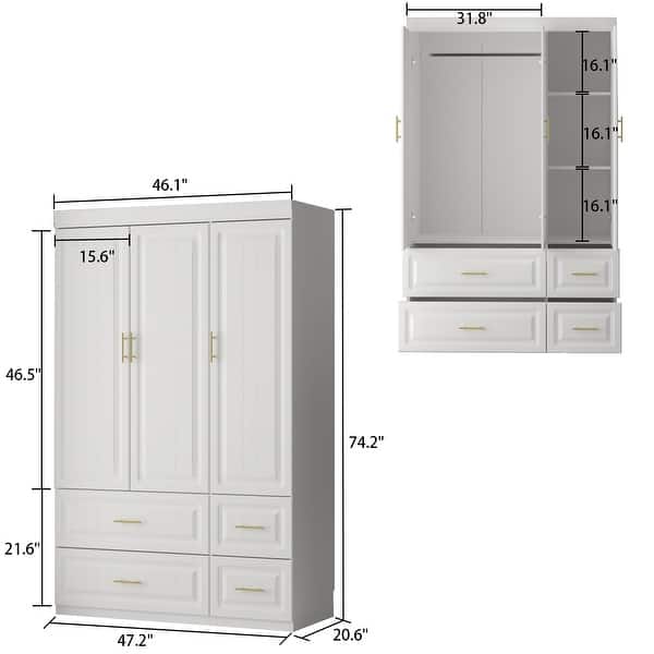 Modern Freestanding Wardrobe Armoire Closet Large Storage Cabinet - Bed ...
