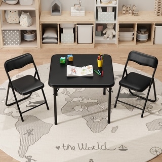 2-Person Folding Dining Table and Chairs Set, Square Table with Folding ...