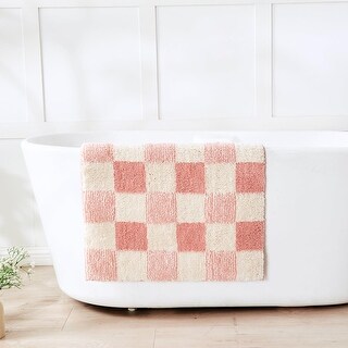 Checkered Bath mats for Bathroom Non Slip, Fluffy Absorbent Microfiber ...