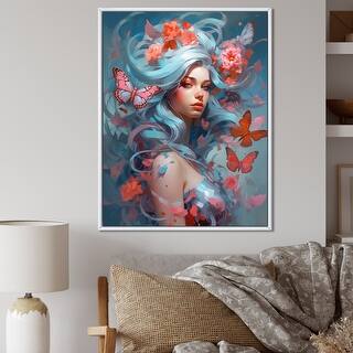 Designart "Playful Elfish Girl Pastel Butterflies Flowers I" Fashion ...