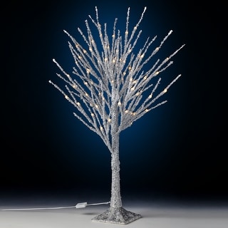 24" Metallic Winter Tree, LED, Battery Timer Remote, Plug in - Bed Bath ...