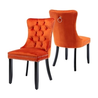 Upholstered Dining Room Chairs with Nailhead Trim and Back Ring Pull ...