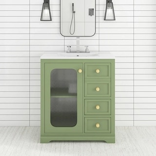 30-inch Bathroom Vanity with Ceramic Basin - 30" x 18" x 34" - Bed Bath ...