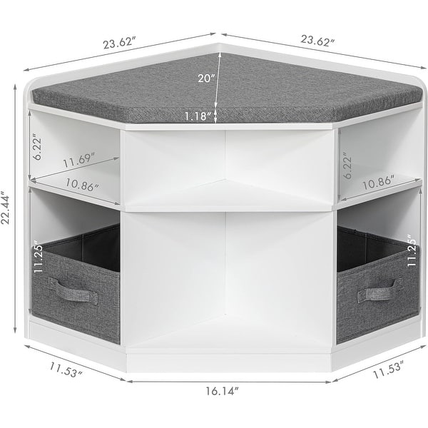 UTEX Corner Reading Nook, Bench with Storage, Corner Cabinet with 3 ...