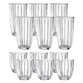 Capri 12-Piece Glassware Set - 6 Coolers (16Oz) & 6 DOF Glasses (10Oz ...