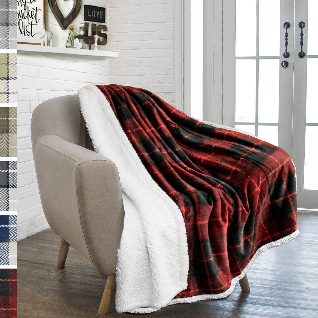 Microfiber Plaid Throw Blanket Plaid Red - Overstock - 33498668