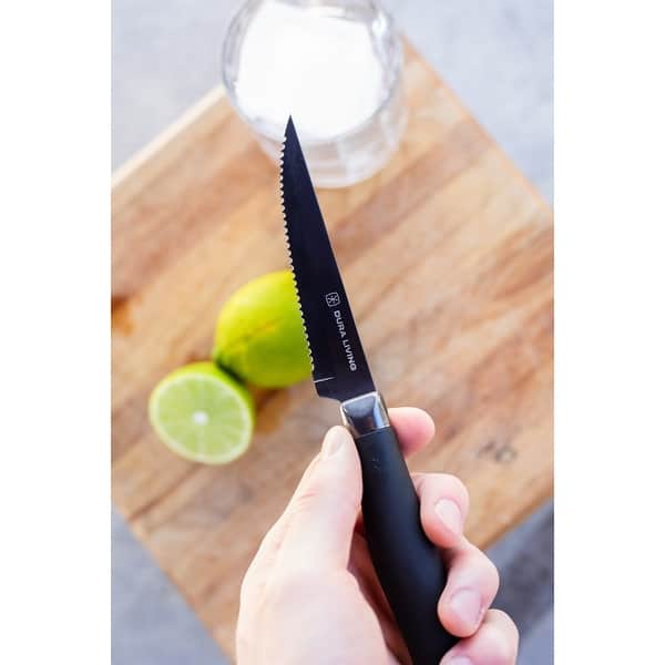 Dura Living Titanium Plated Steak Knife Set with Matching Blade Guards ...