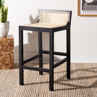 SAFAVIEH Saito Low Back Cane Counter Stool - 16" W x 19" D x 31" H ...