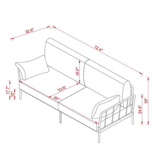 American Rustic Style Living Room Metal Frame with Cushions Comfortable ...