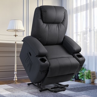 Homall PU Leather Recliner with Massage and Heated, Black - Bed Bath ...