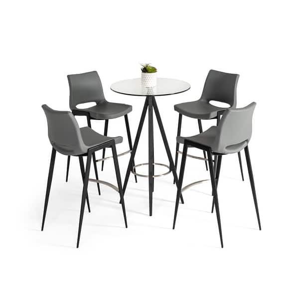 Modrest Dallas Clear Glass and Black Metal Bar Table - Bed Bath & Beyond - 31293385